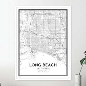 Long Beach Map Print, Long Beach Map Poster Wall Art, Ca City Map ...