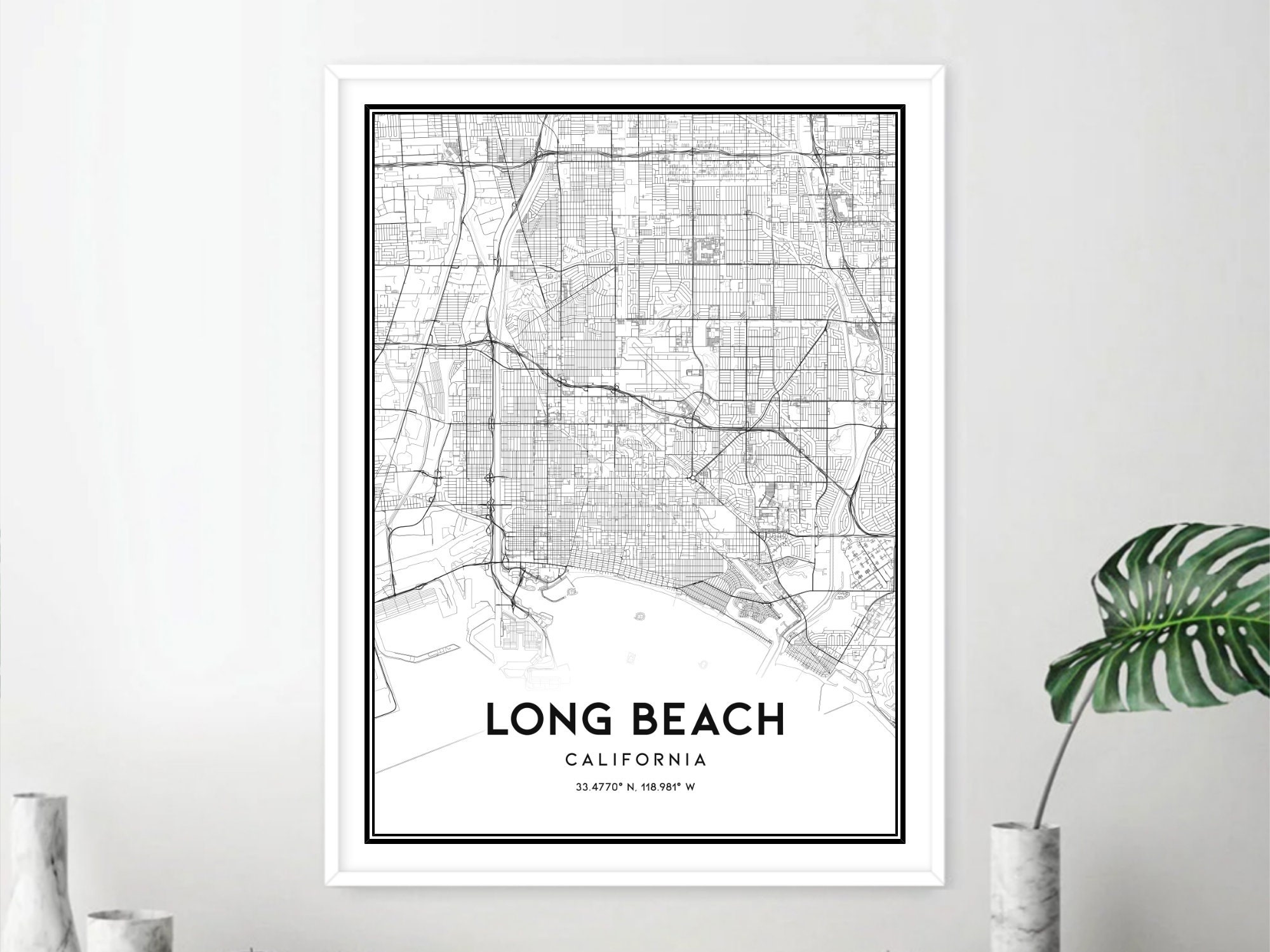 Long Beach Map Print, Long Beach Map Poster Wall Art, Ca City Map ...