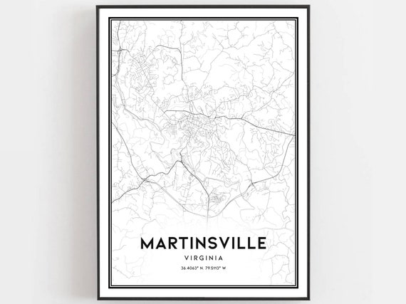 Martinsville Map Print Martinsville Map Poster Wall Art Va - Etsy