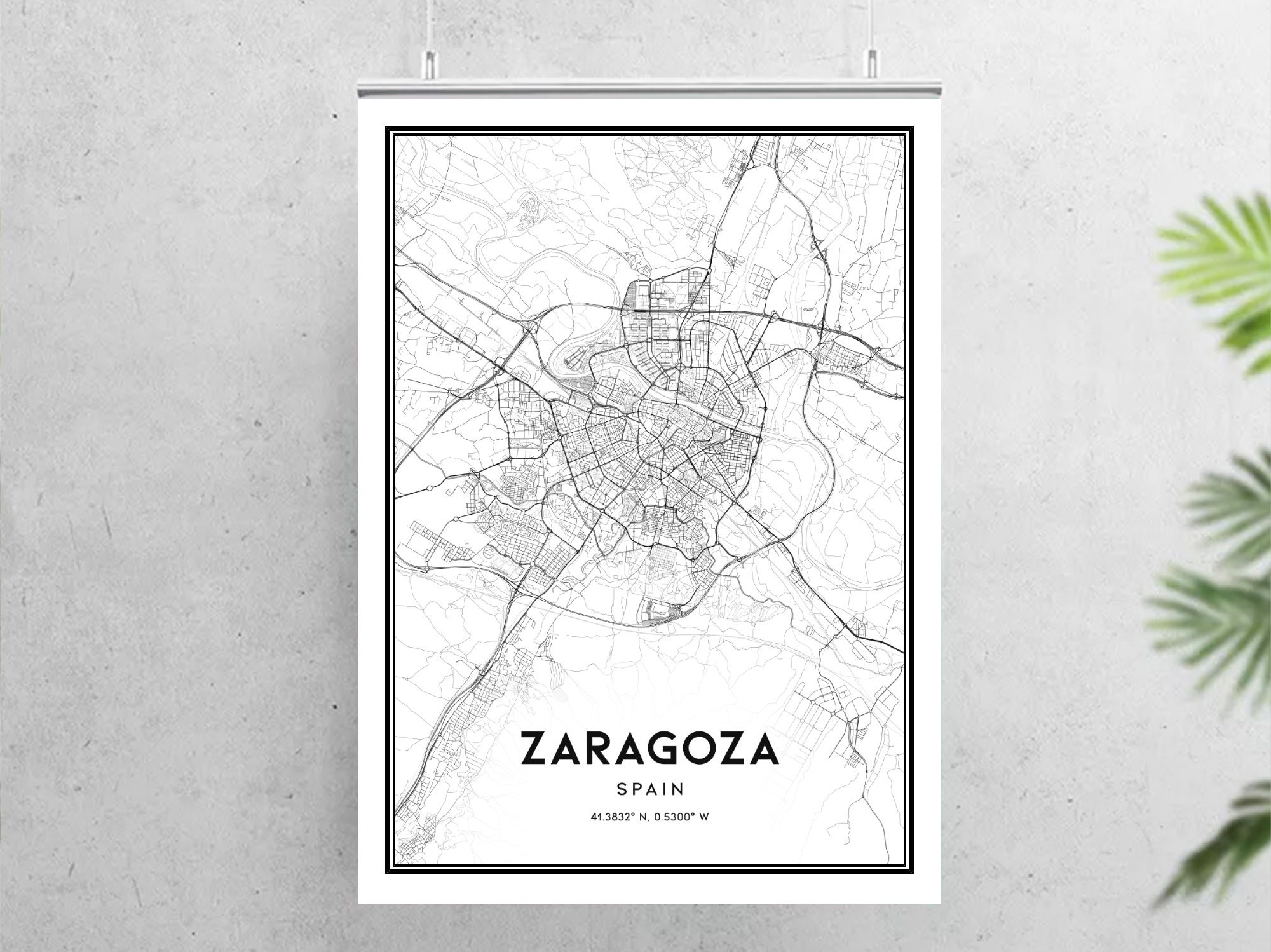 Zaragoza Map Print, Zaragoza Map Poster Wall Art, Zaragoza City Map ...