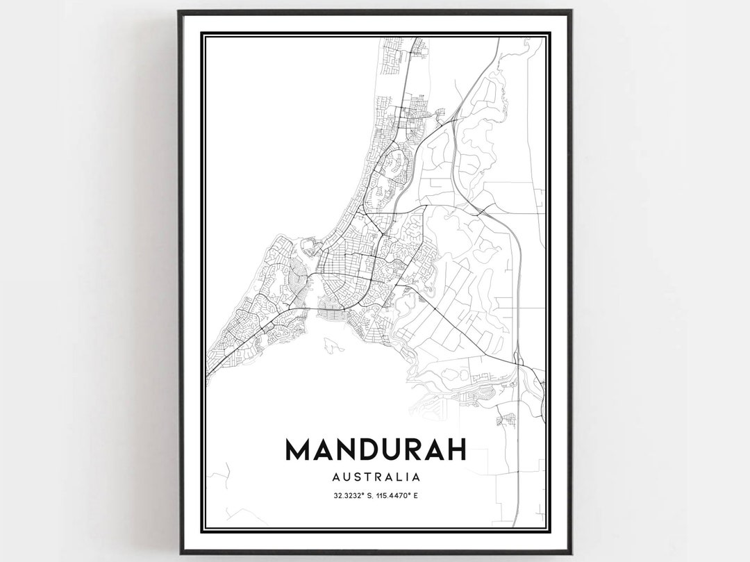 Mandurah Map Print, Mandurah Map Poster Wall Art, Mandurah City Map ...