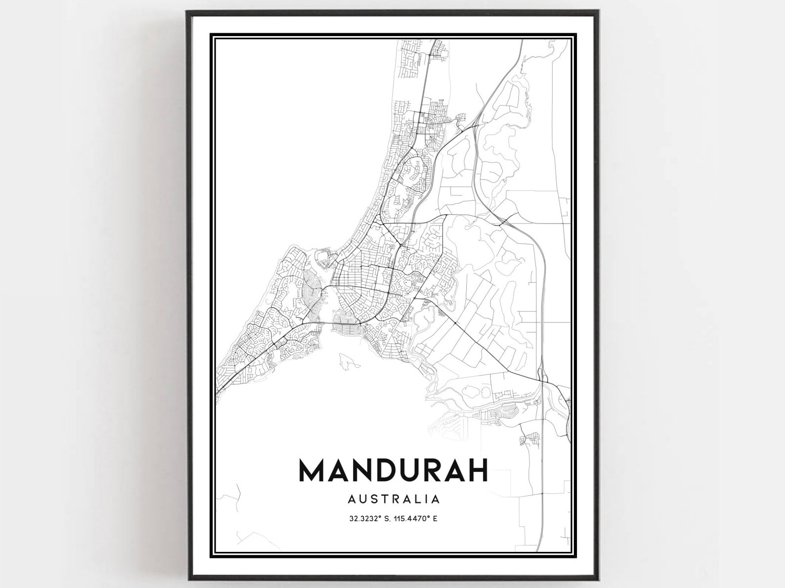 Mandurah Map Print Mandurah Map Poster Wall Art Mandurah - Etsy