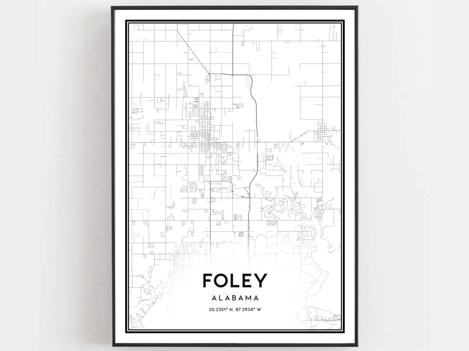 Foley Map Print, Foley Map Poster Wall Art, Al City Map, Alabama Print ...