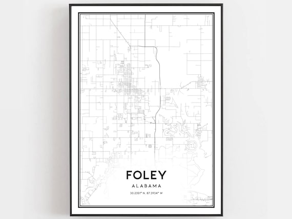 Foley Map Print Foley Map Poster Wall Art Al City Map | Etsy
