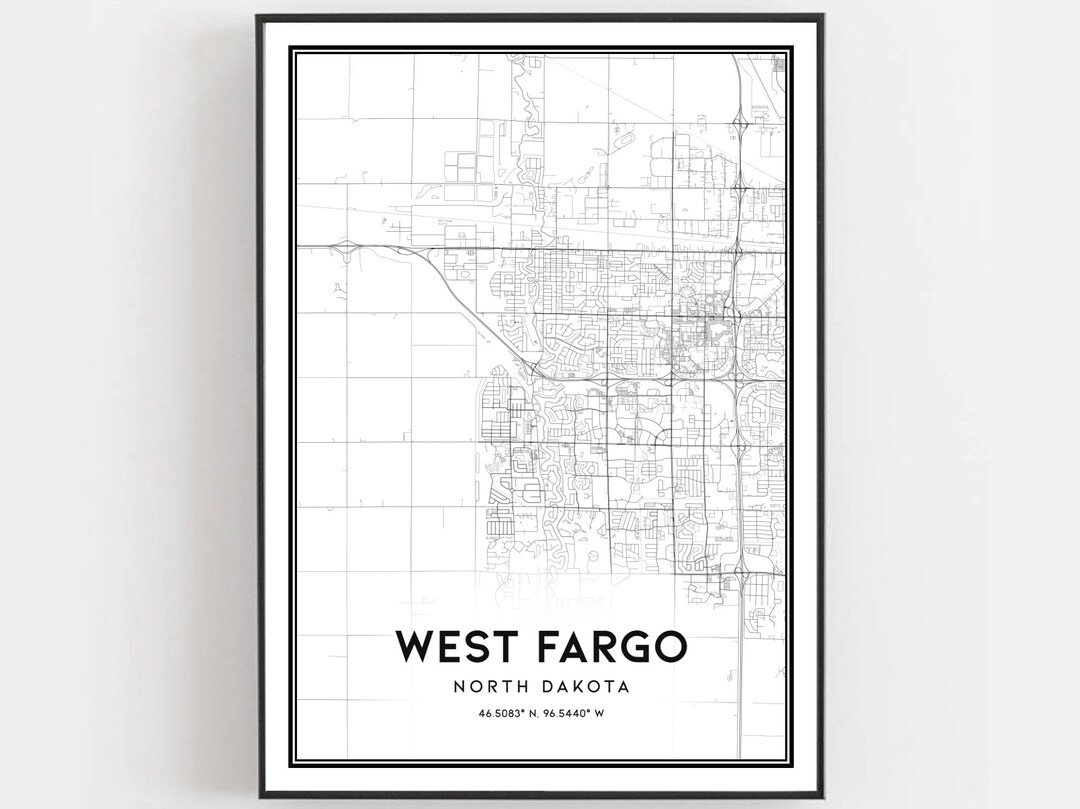 West Fargo Map Print, West Fargo Map Poster Wall Art, Nd City Map ...