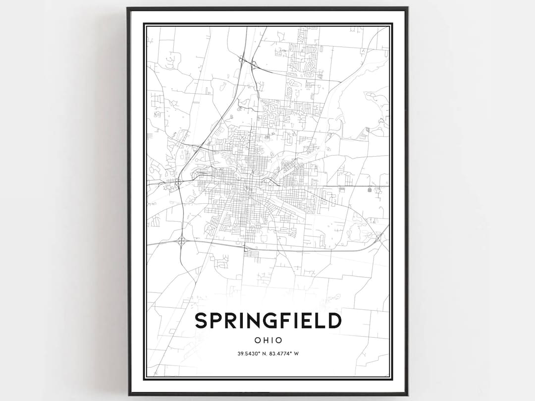 Springfield Map Print, Springfield Map Poster Wall Art, Oh City Map ...