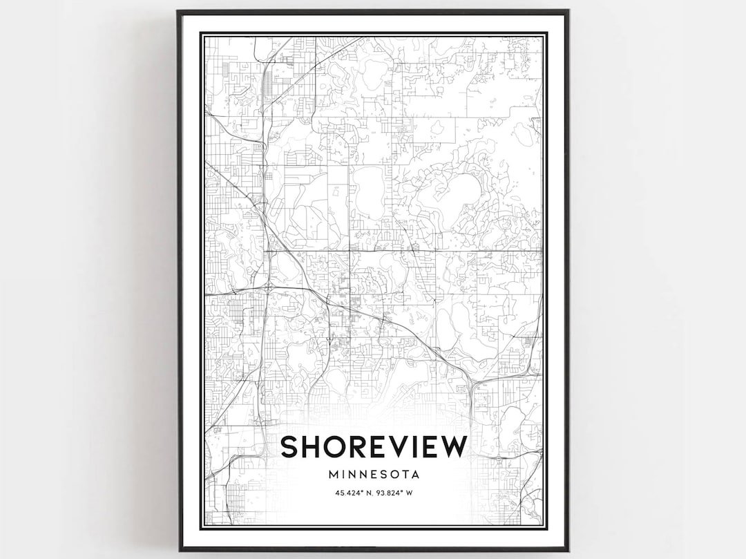 Shoreview Map Print, Shoreview Map Poster Wall Art, Mn City Map ...