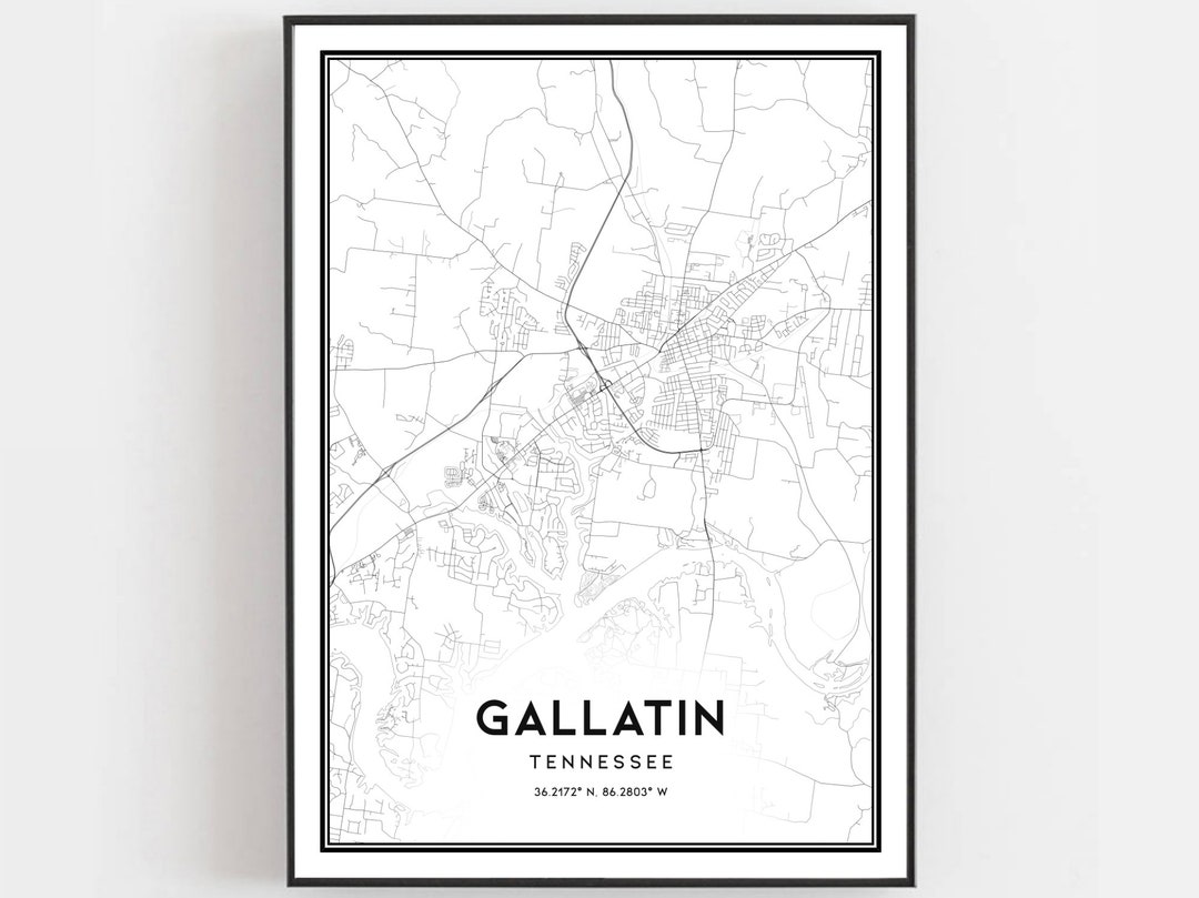 Gallatin Map Print, Gallatin Map Poster Wall Art, Tn City Map ...