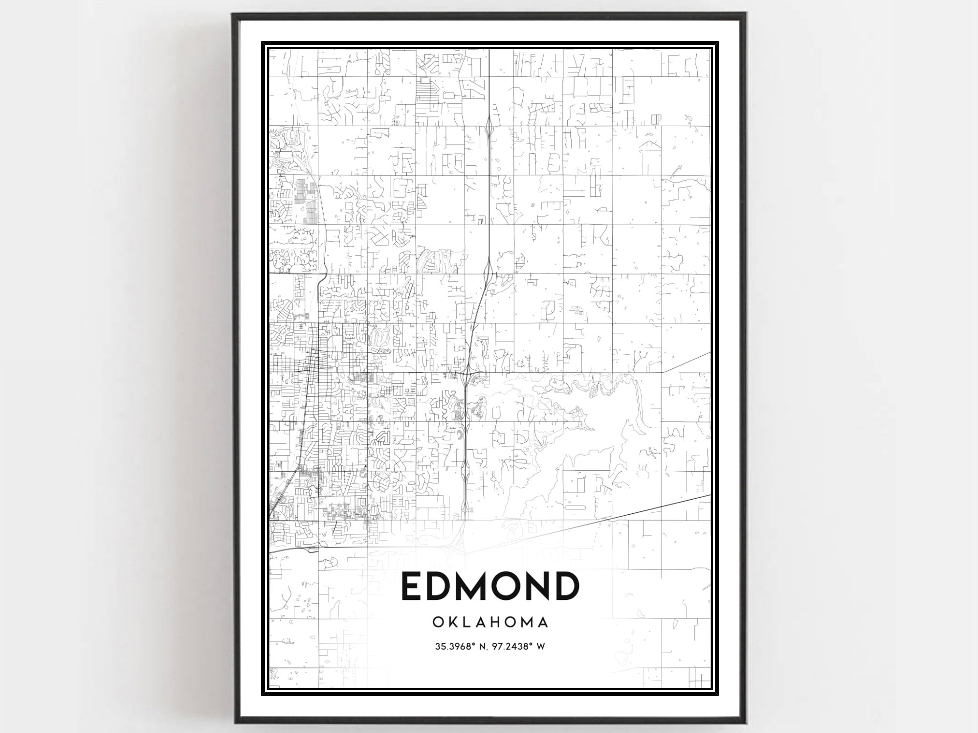 Edmond Map Print Edmond Map Poster Wall Art Ok City Map | Etsy