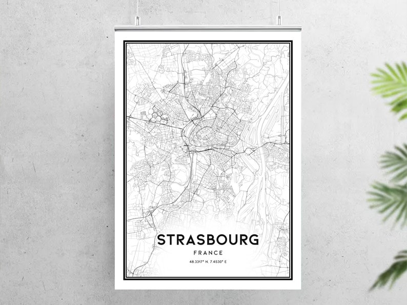 Strasbourg Map Print, Strasbourg Map Poster Wall Art, Strasbourg City ...