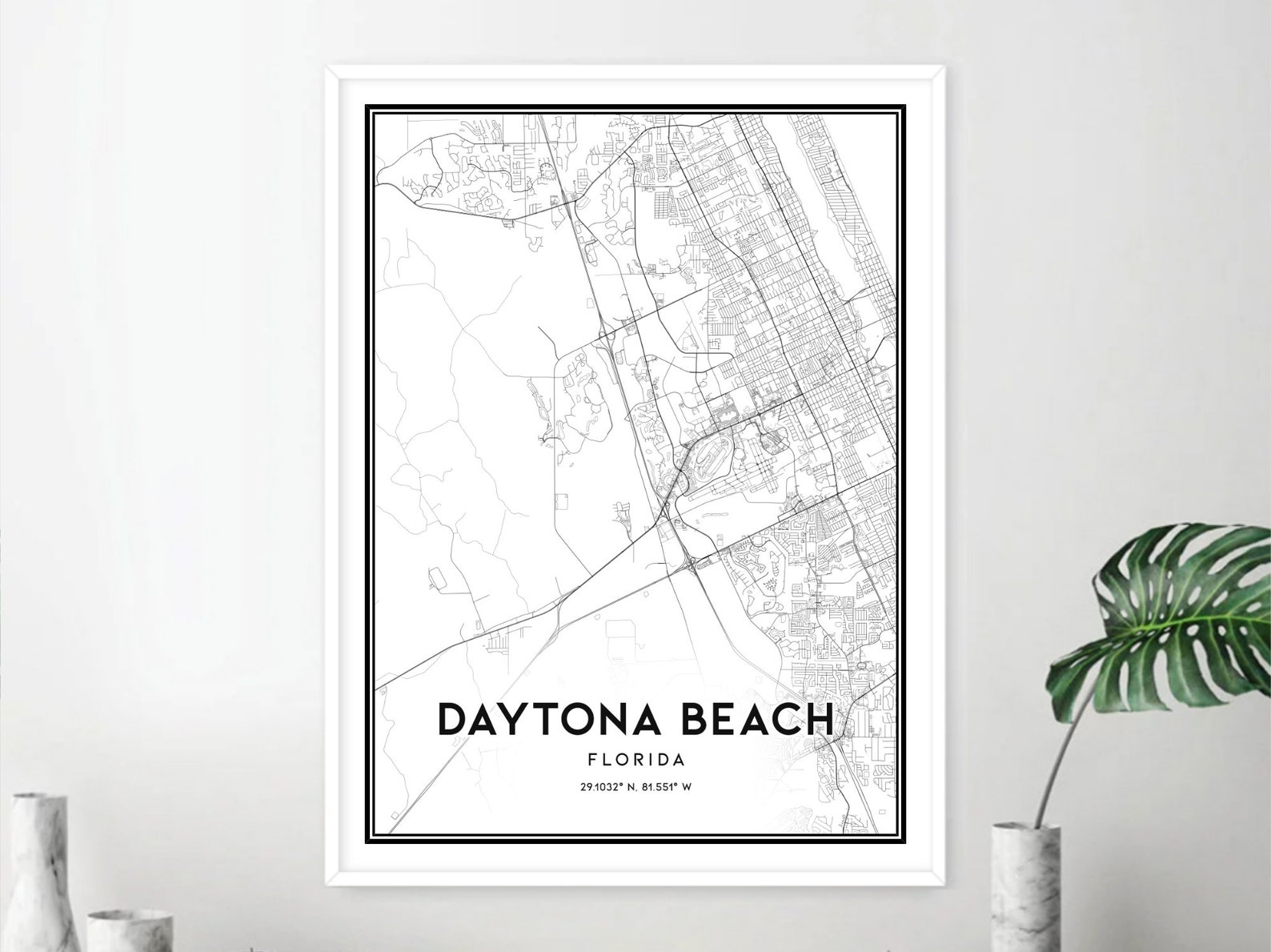 Daytona Beach Map Print Daytona Beach Map Poster Wall Art Fl - Etsy UK