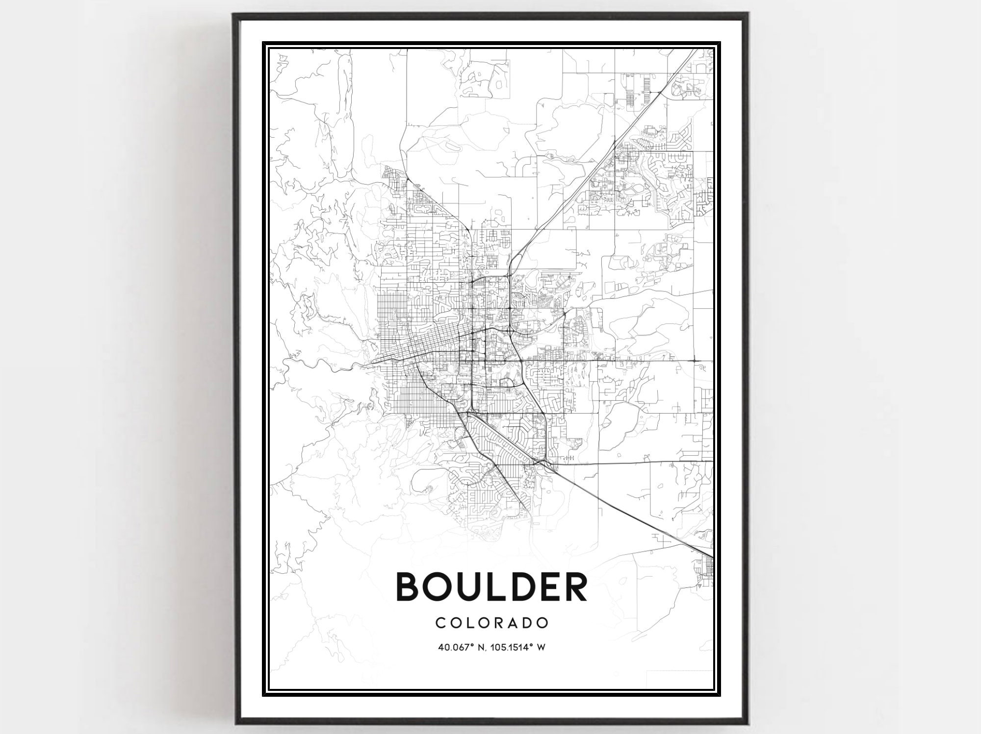 Boulder Map Print Boulder Map Poster Wall Art Co City Map | Etsy