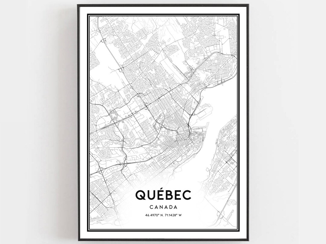 Québec Map Print, Québec Map Poster Wall Art, Québec City Map, Québec ...