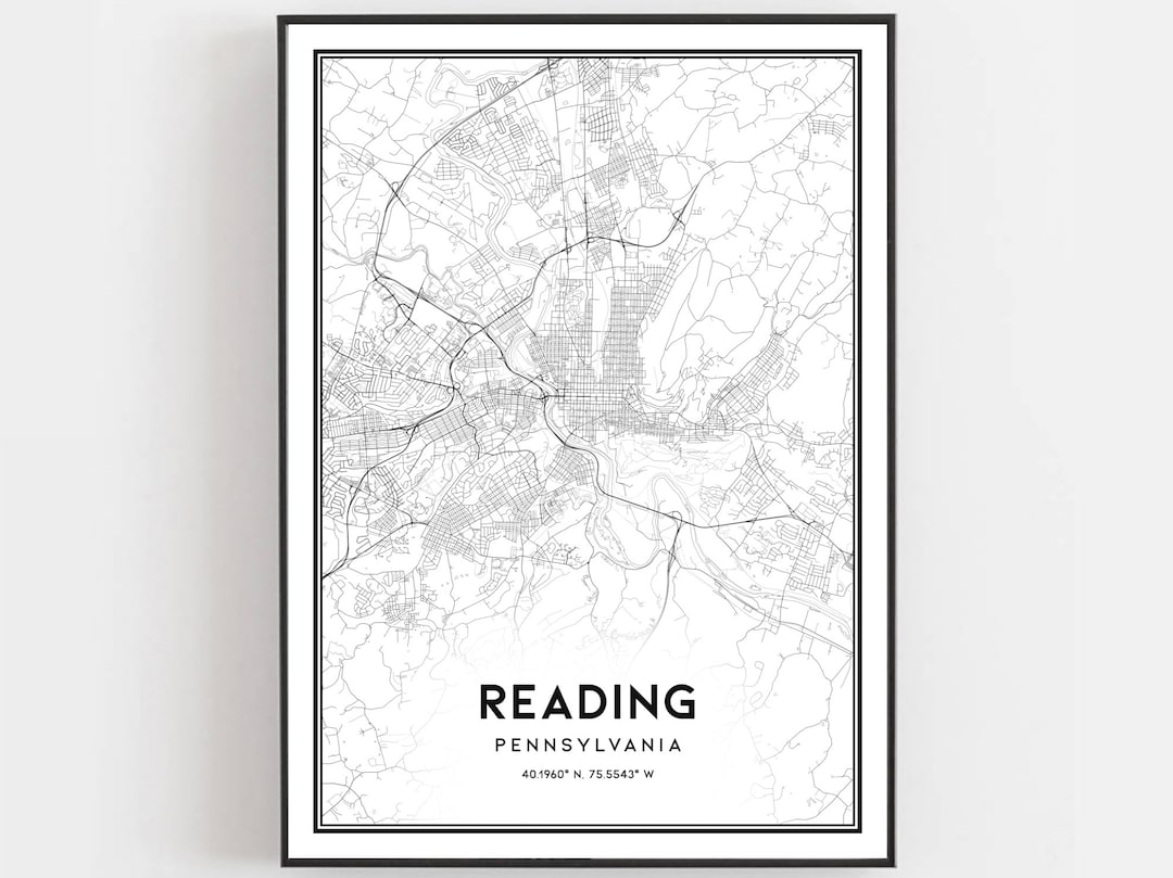Reading Map Print, Reading Map Poster Wall Art, Pa City Map ...