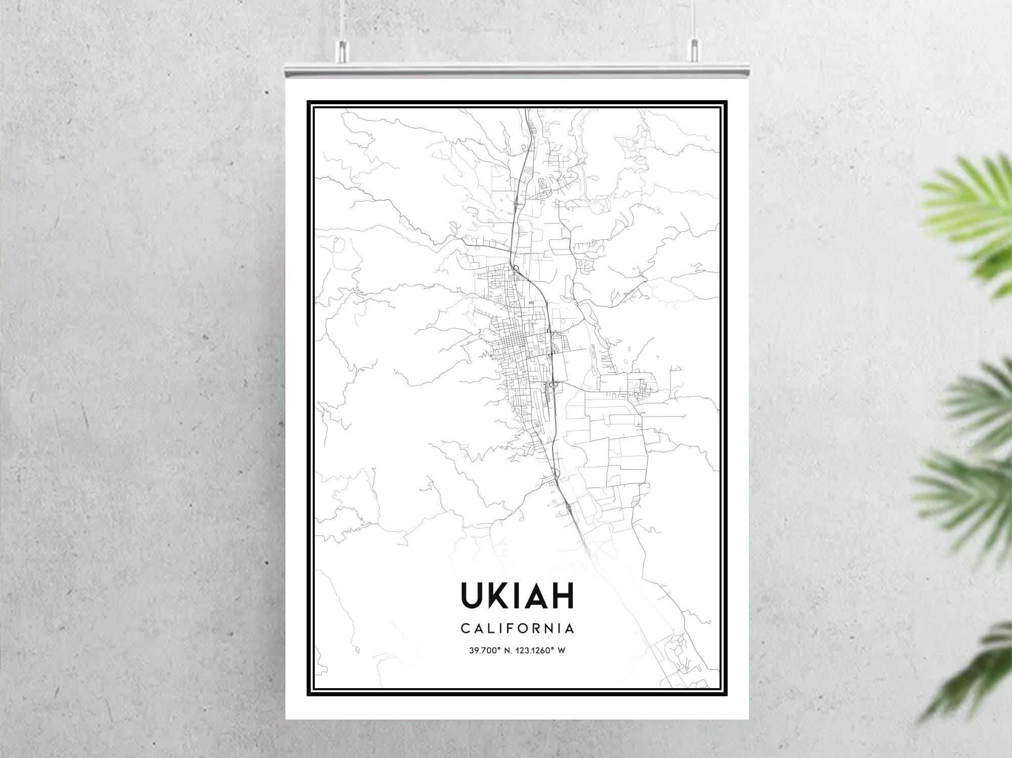 Ukiah Map Print Ukiah Map Poster Wall Art Ca City Map | Etsy