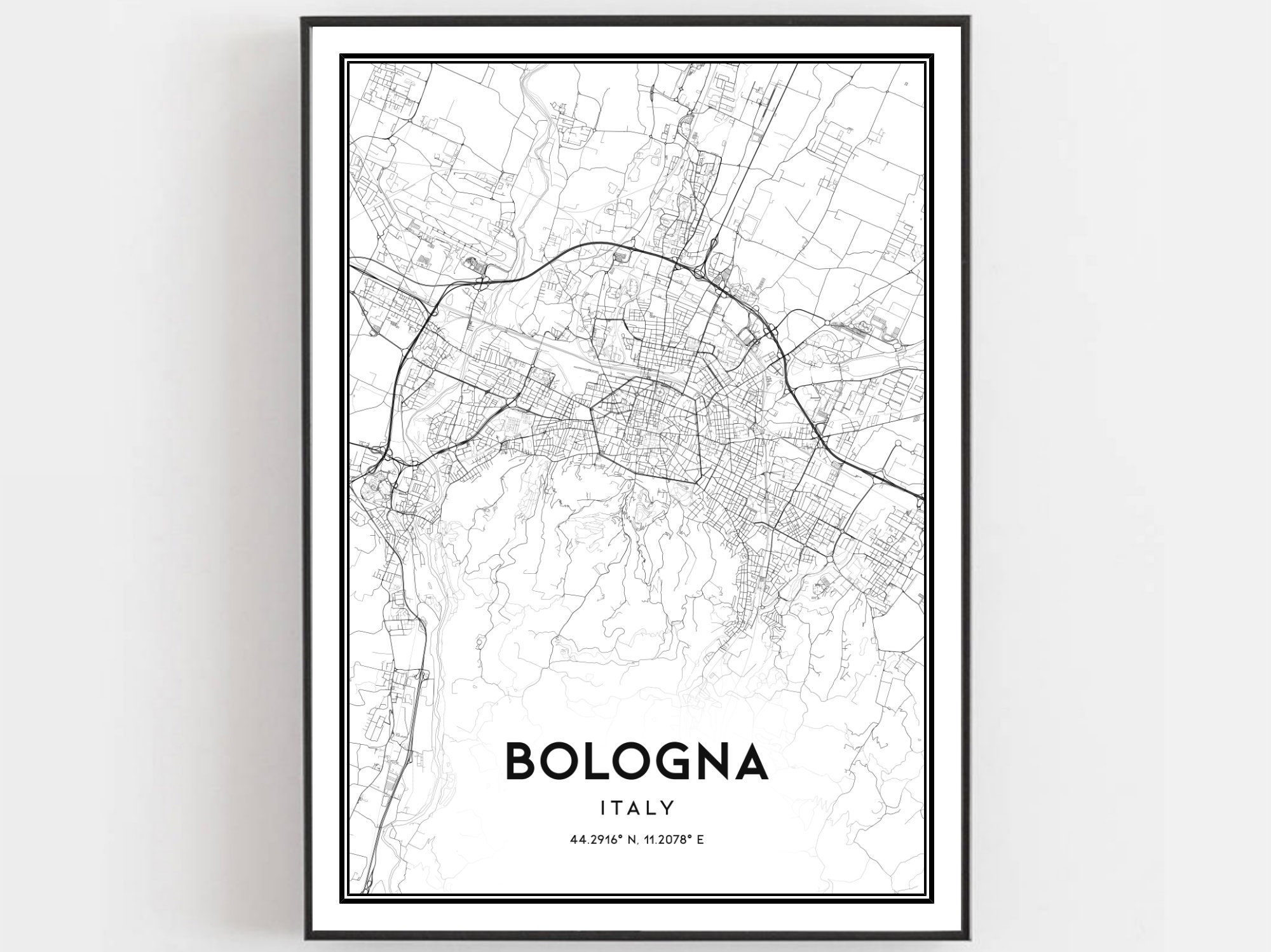 Bologna Map Print Bologna Map Poster Wall Art Bologna City | Etsy