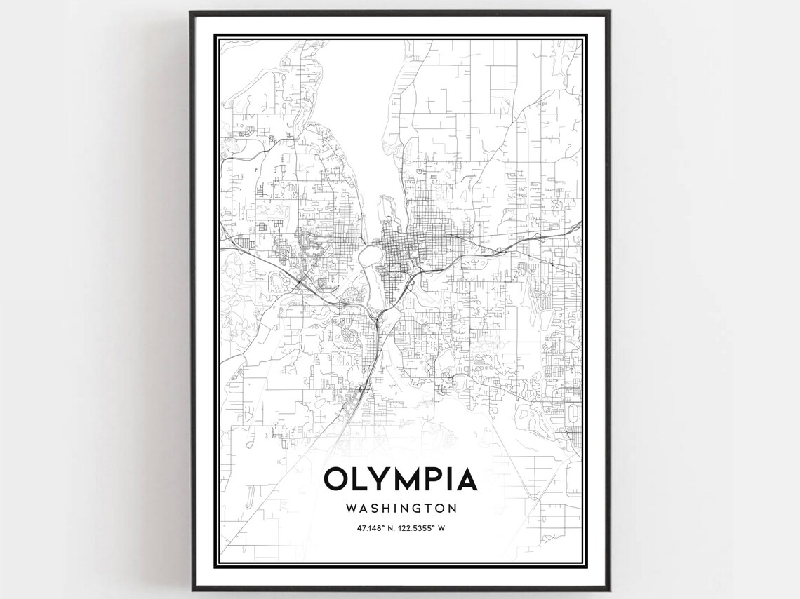 Olympia Map Print Olympia Map Poster Wall Art Wa City Map - Etsy