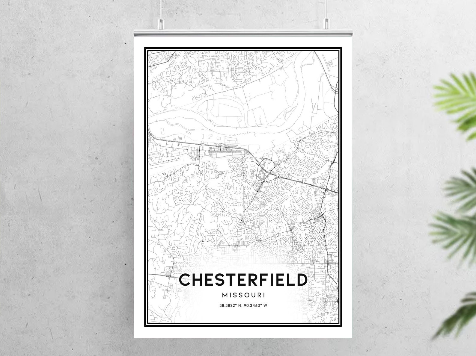 Chesterfield Map Print Chesterfield Map Poster Wall Art Mo - Etsy