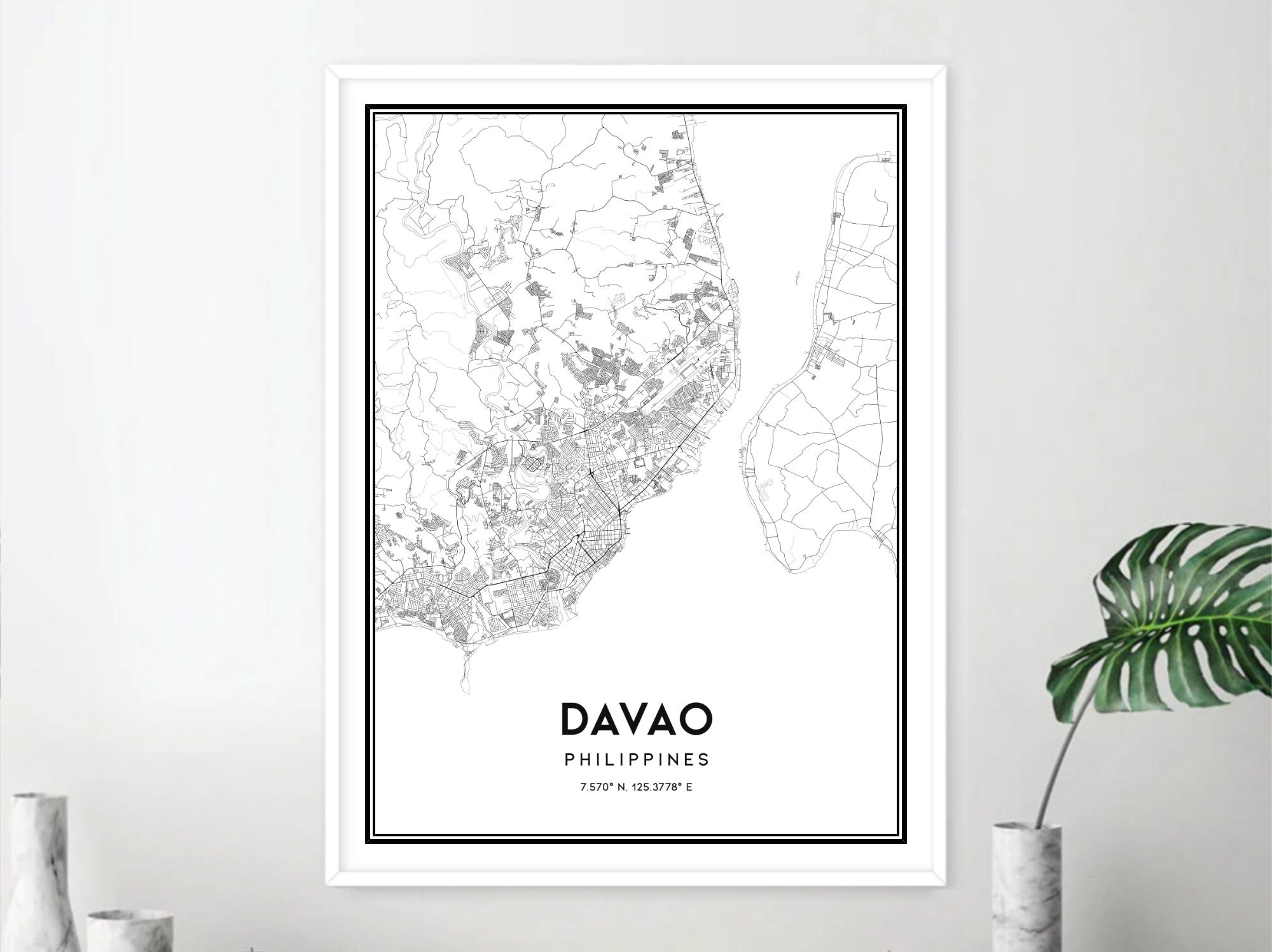 Davao Map Print Davao Map Poster Wall Art Davao City Map | Etsy