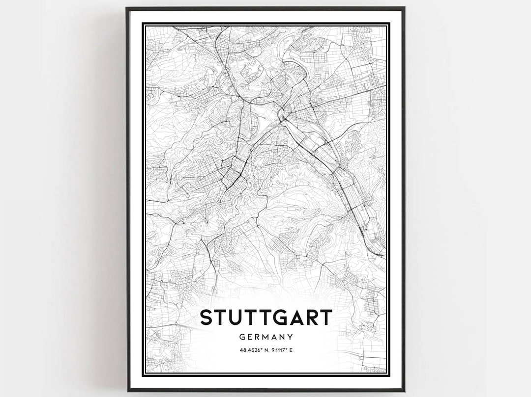 Stuttgart Map Print, Stuttgart Map Poster Wall Art, Stuttgart City Map ...