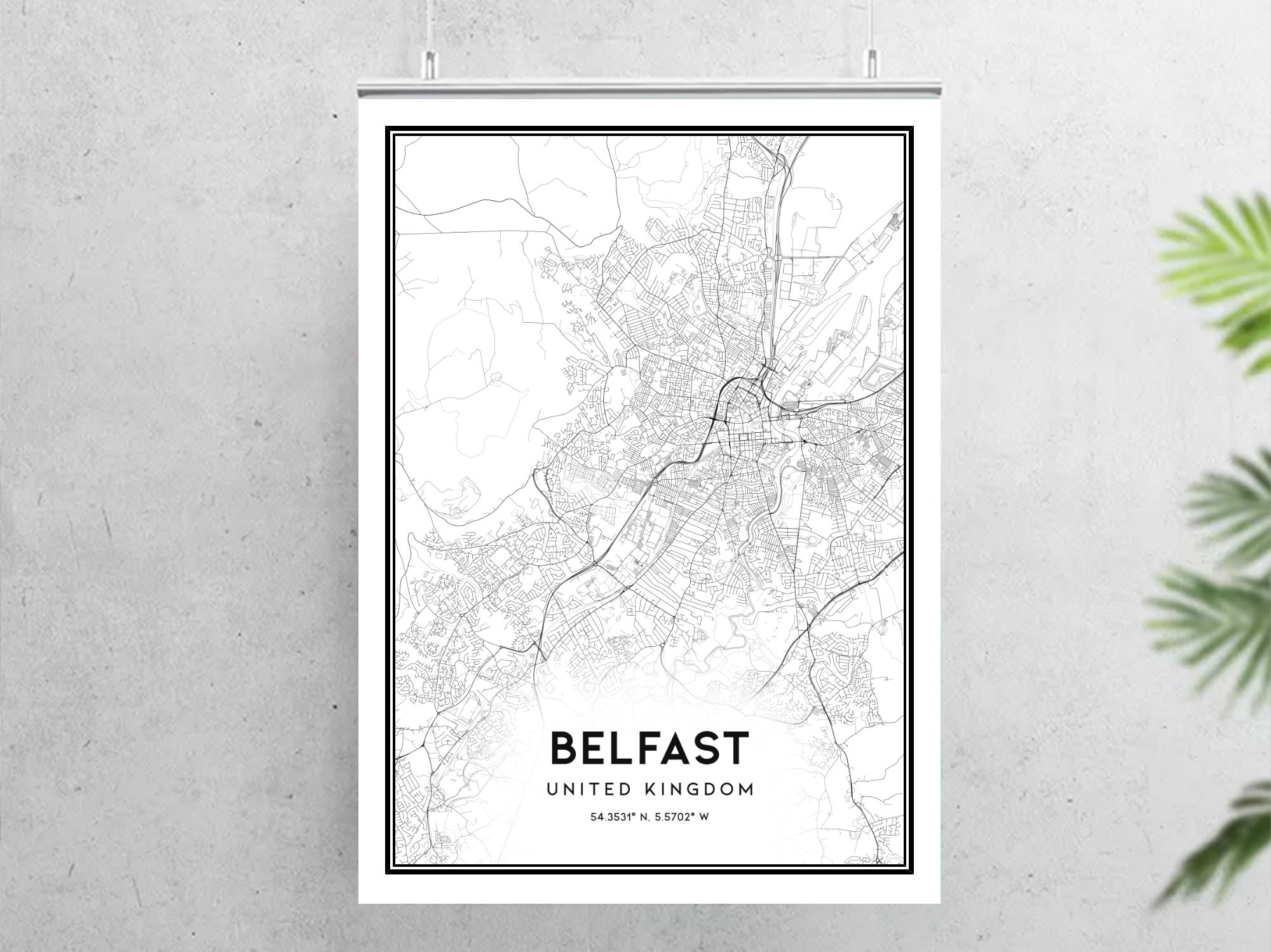 Belfast Map Print, Belfast Map Poster Wall Art, Belfast City Map ...