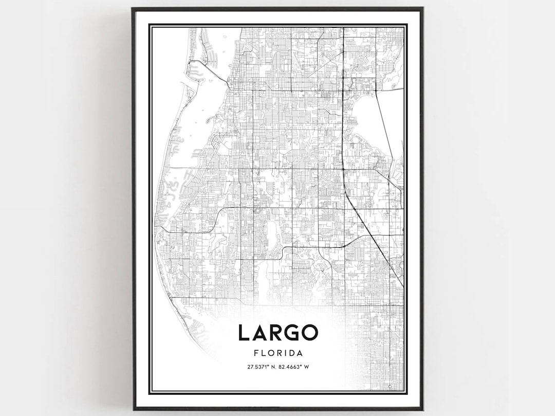 Largo Map Print, Largo Map Poster Wall Art, Fl City Map, Florida Print ...