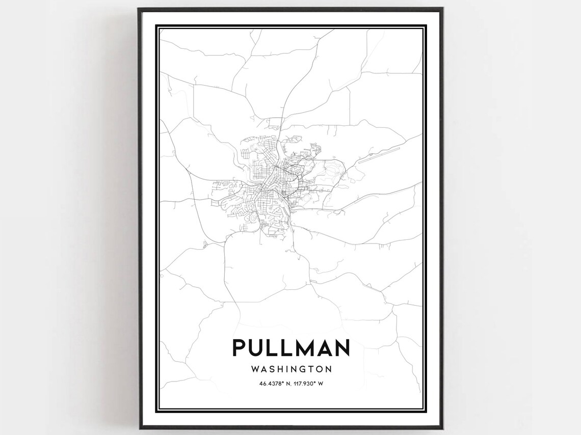 Pullman Map Print Pullman Map Poster Wall Art Wa City Map - Etsy