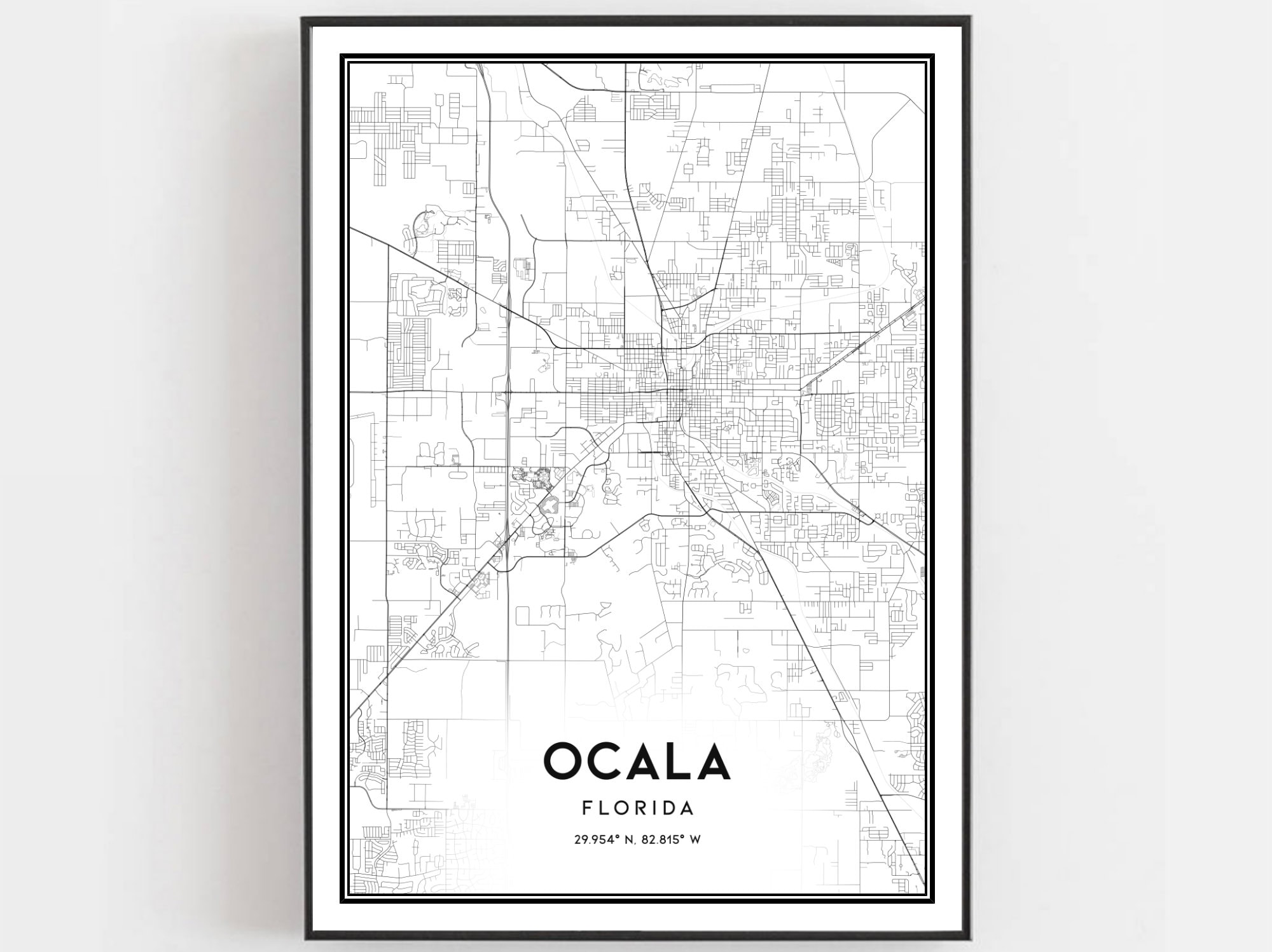 Ocala Map Print Ocala Map Poster Wall Art Fl City Map | Etsy