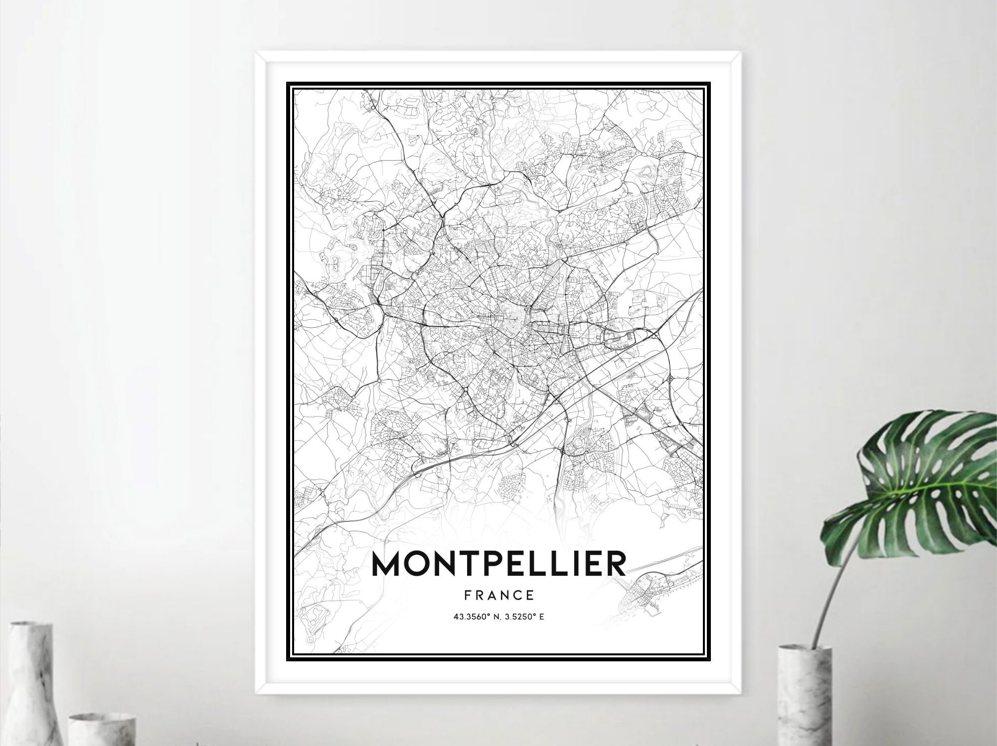 Montpellier Map Print Montpellier Map Poster Wall Art | Etsy