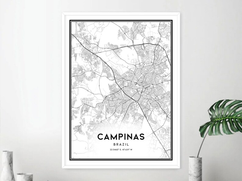 Campinas Map Print, Campinas Map Poster Wall Art, Campinas City Map ...