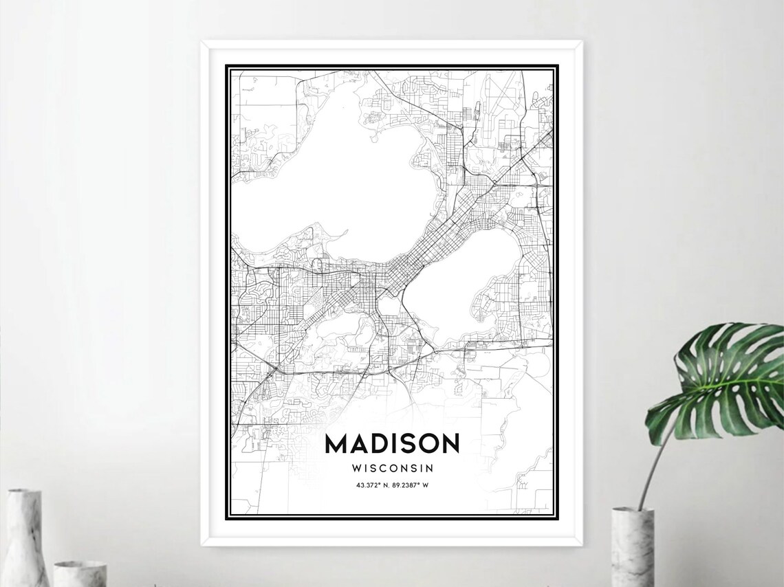 Madison Map Print Madison Map Poster Wall Art Wi City Map | Etsy
