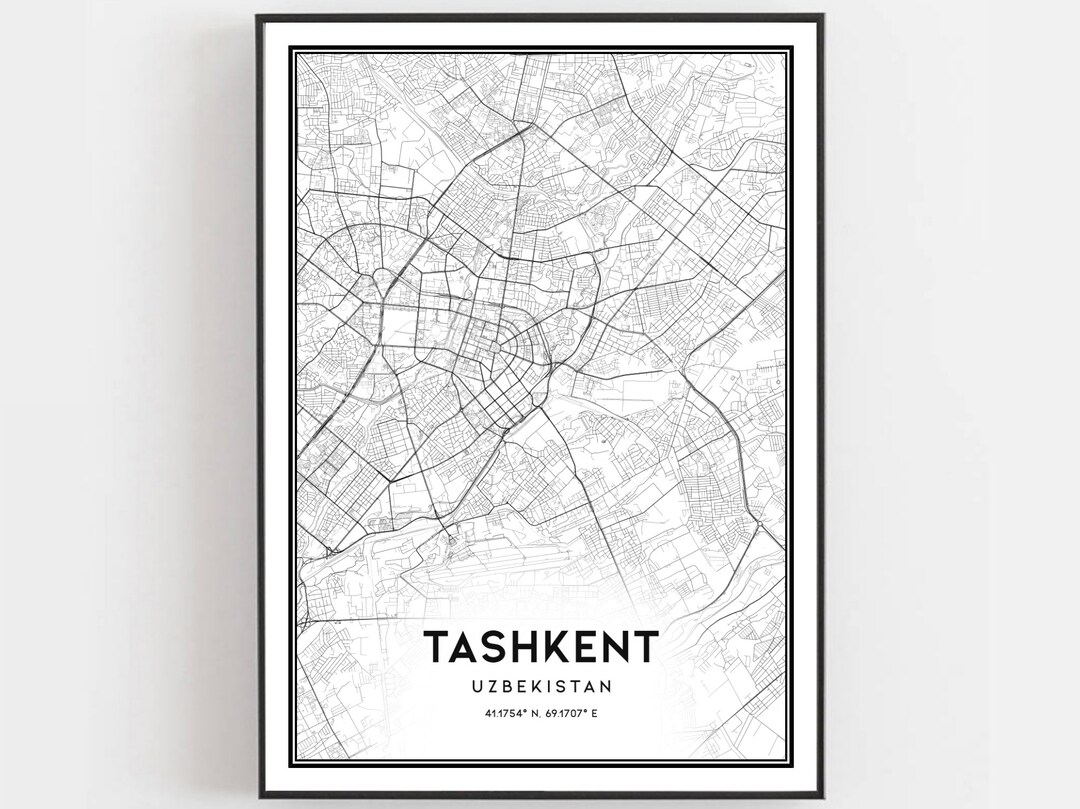 Tashkent Map Print, Tashkent Map Poster Wall Art, Tashkent City Map ...