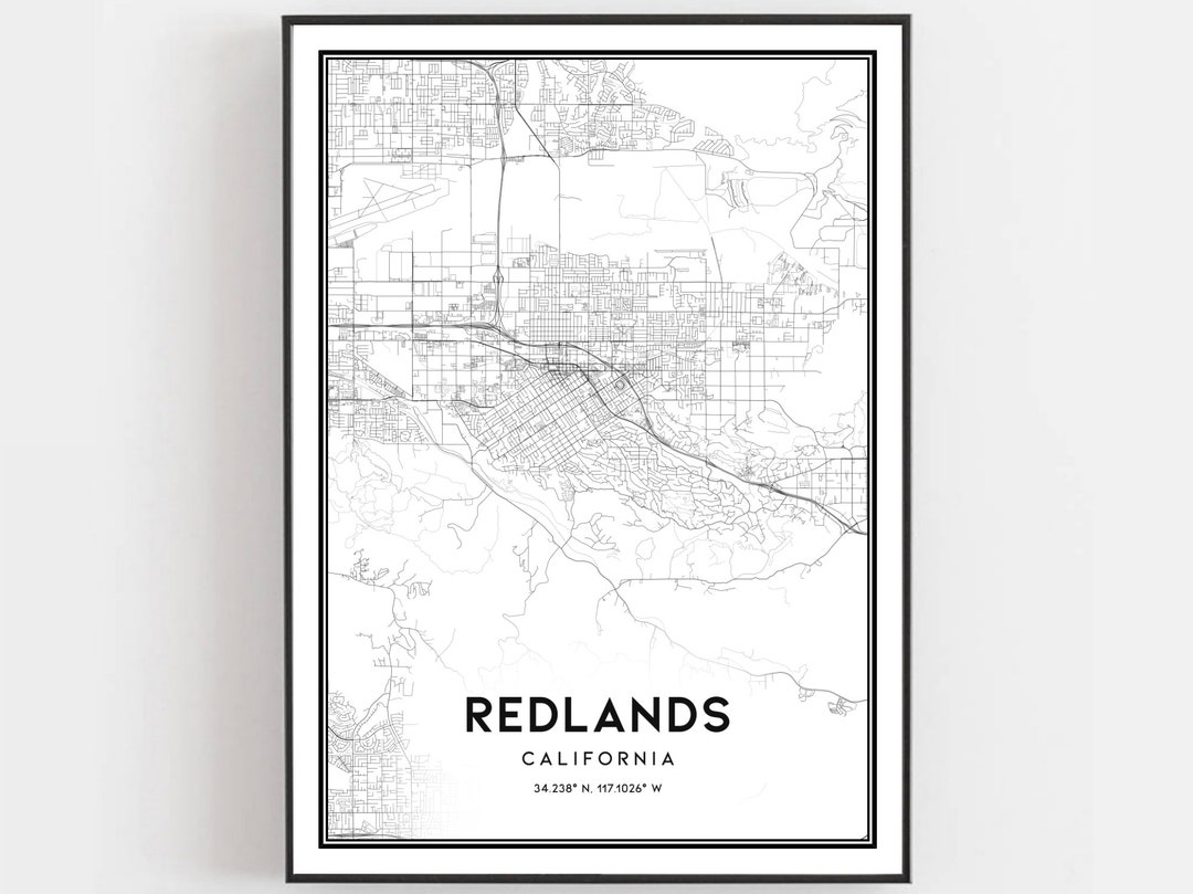 Redlands Map Print, Redlands Map Poster Wall Art, Ca City Map ...