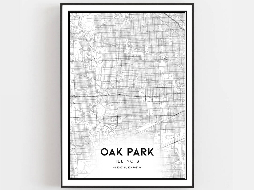 Oak Park Map Print, Oak Park Map Poster Wall Art, Il City Map, Illinois ...
