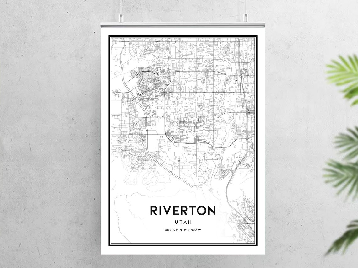 Riverton Map Print, Riverton Map Poster Wall Art, Ut City Map, Utah ...