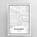 Elmhurst Map Print, Elmhurst Map Poster Wall Art, Il City Map, Illinois ...