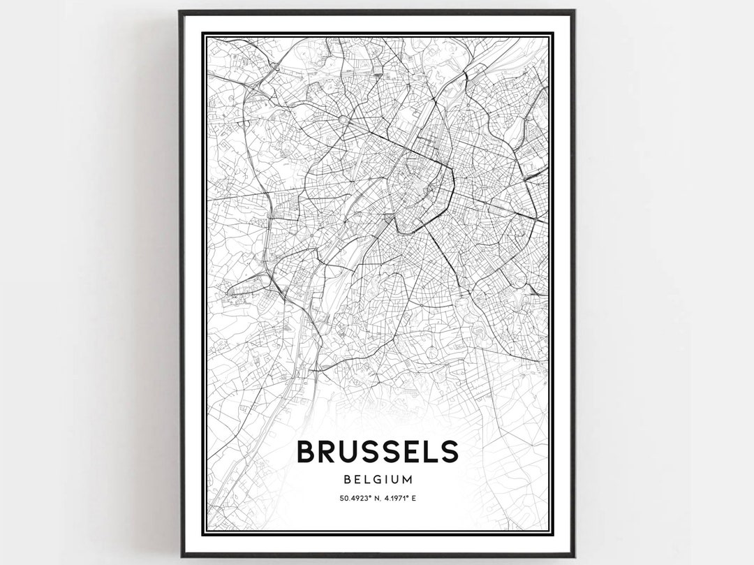 Brussels Map Print, Brussels Map Poster Wall Art, Brussels City Map ...