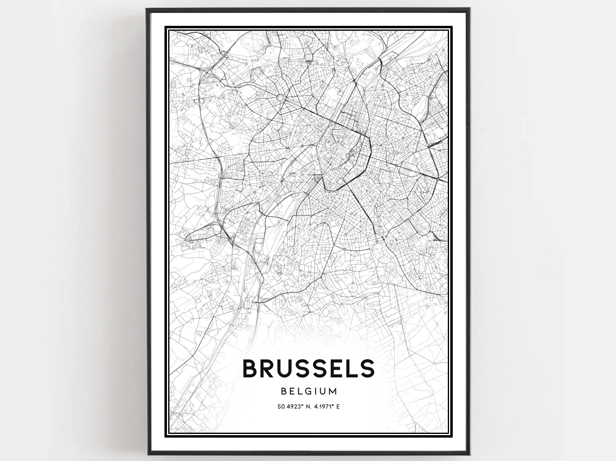 Brussels Map Print Brussels Map Poster Wall Art Brussels - Etsy