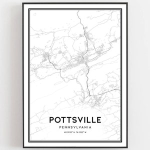 Pottsville Map Print, Pottsville Map Poster Wall Art, Pa City Map ...