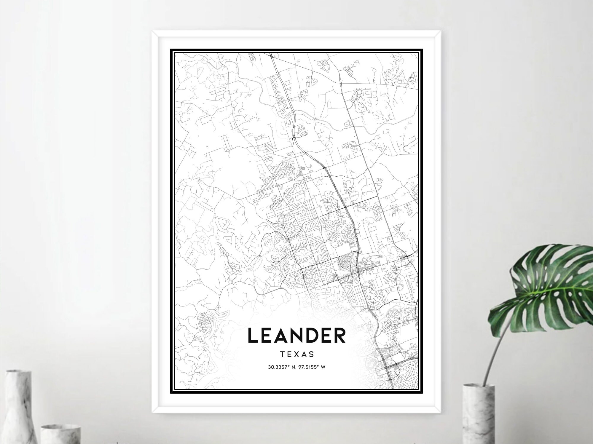 Leander Map Print Leander Map Poster Wall Art Tx City Map | Etsy