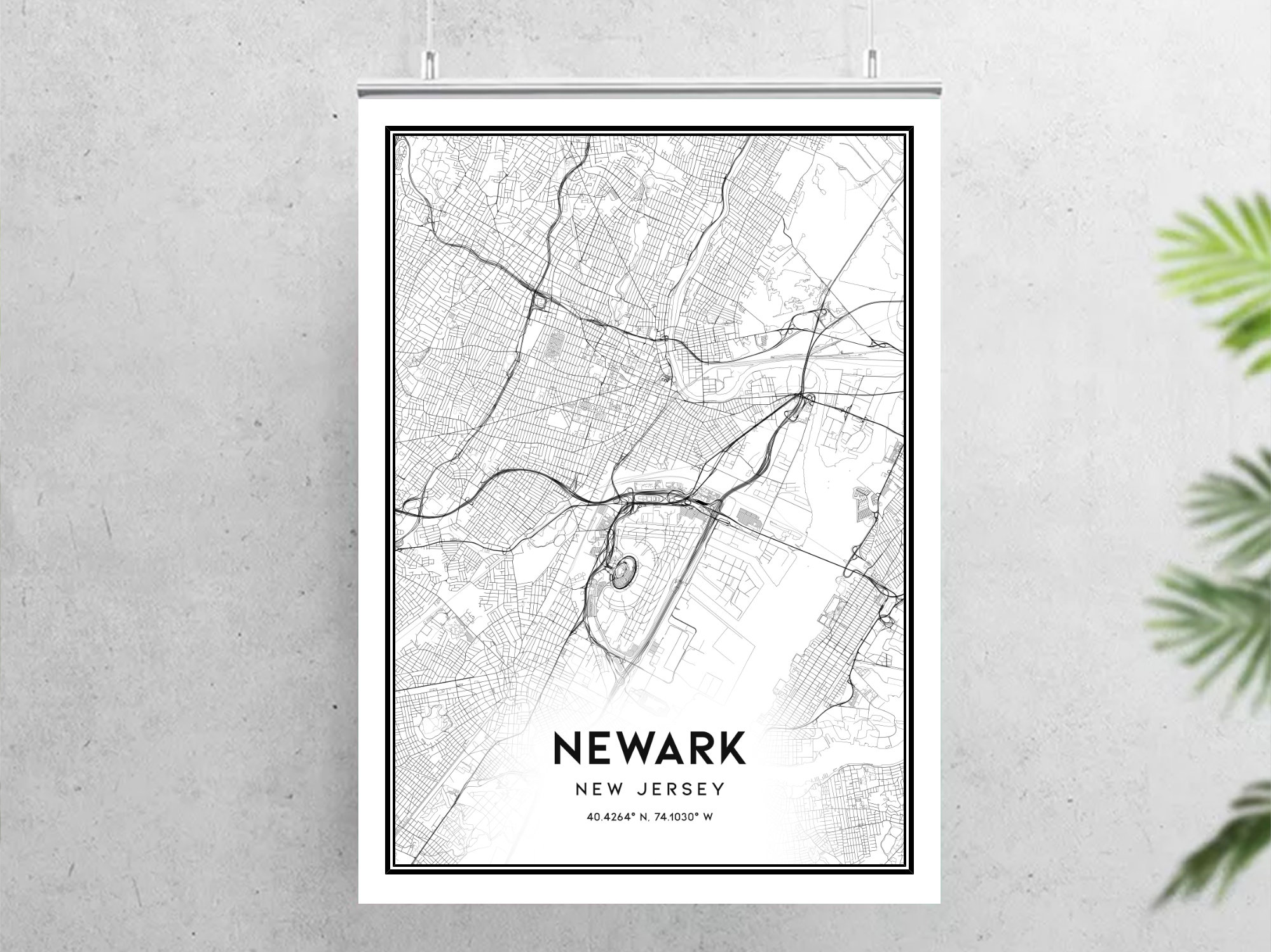 Newark Map Print Newark Map Poster Wall Art Nj City Map New | Etsy