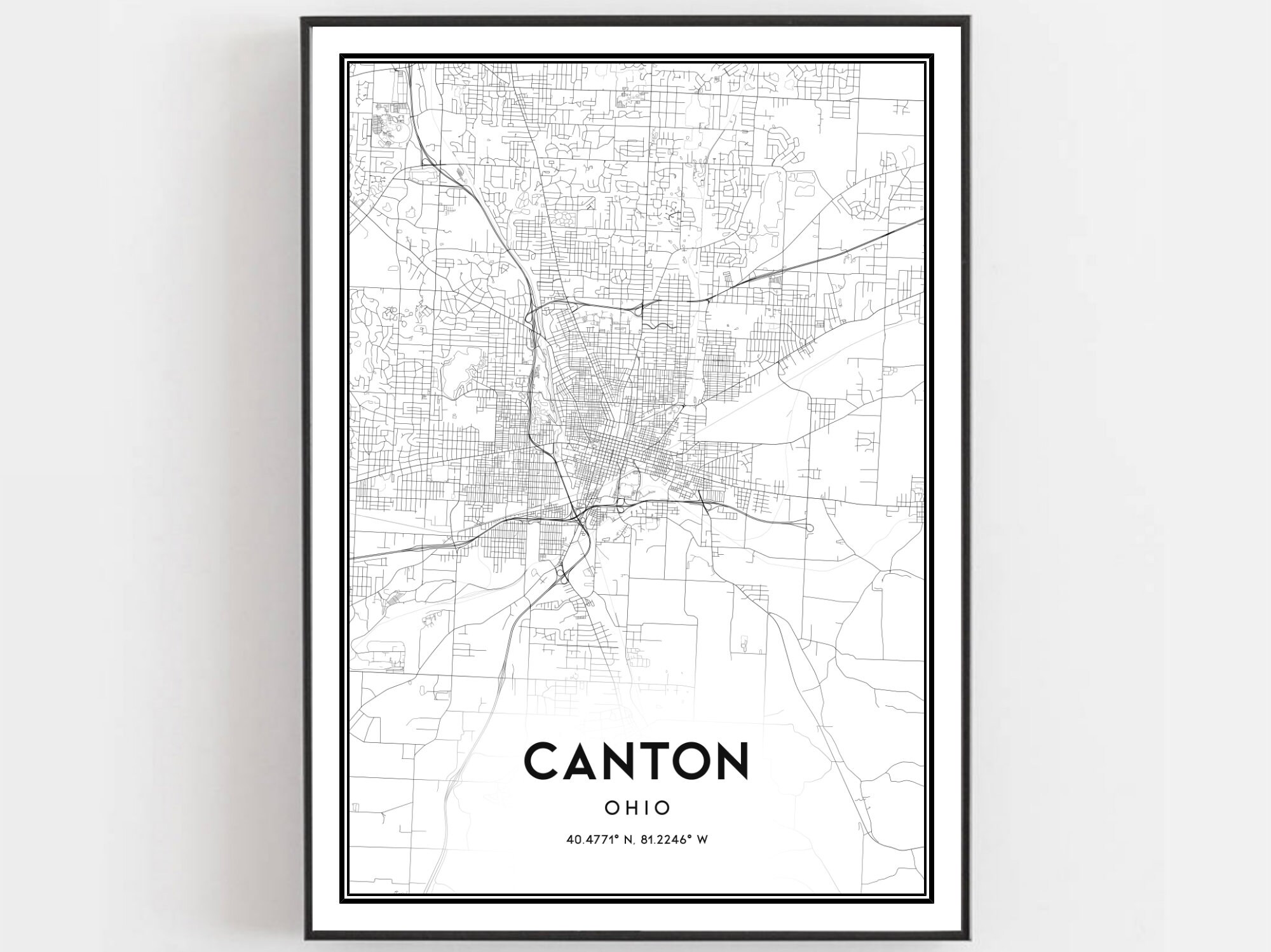 Canton Map Print Canton Map Poster Wall Art Oh City Map | Etsy
