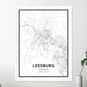 Leesburg Map Print, Leesburg Map Poster Wall Art, Va City Map, Virginia ...