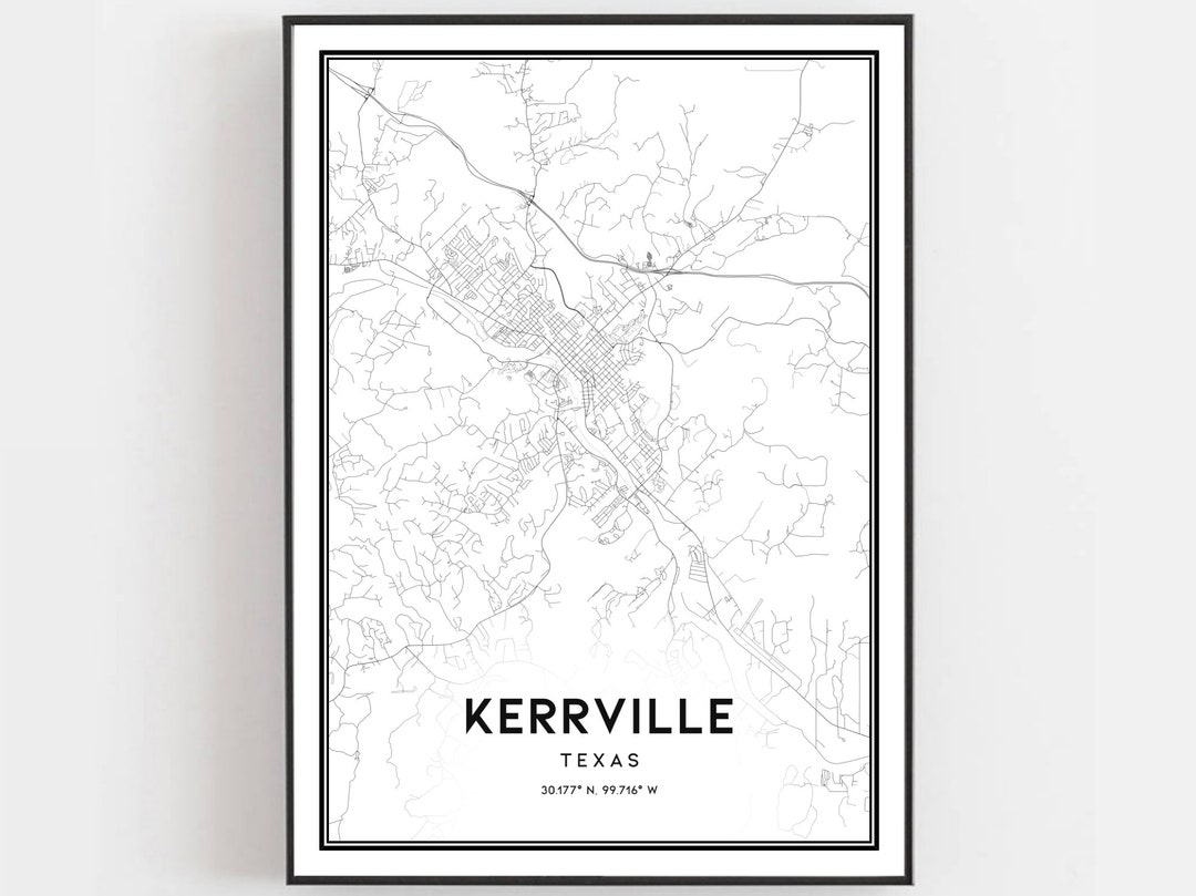 Kerrville Map Print, Kerrville Map Poster Wall Art, Tx City Map, Texas ...