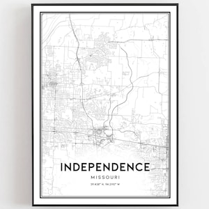 Independence Map Print, Independence Map Poster Wall Art, Mo City Map ...