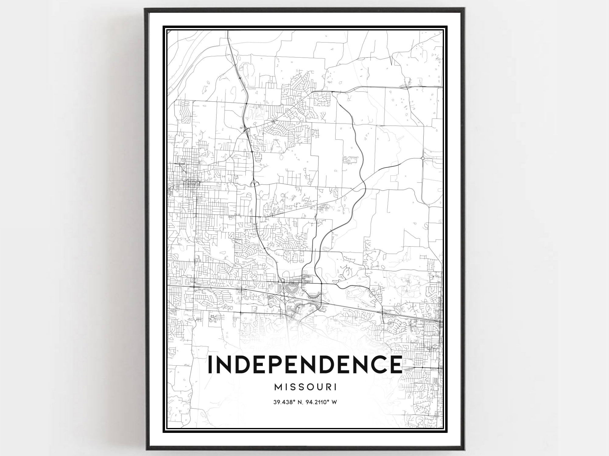 Independence Map Print Independence Map Poster Wall Art Mo | Etsy