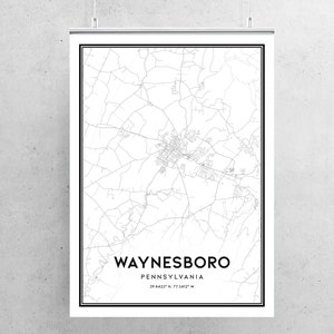 Waynesboro Map Print, Waynesboro Map Poster Wall Art, Pa City Map ...