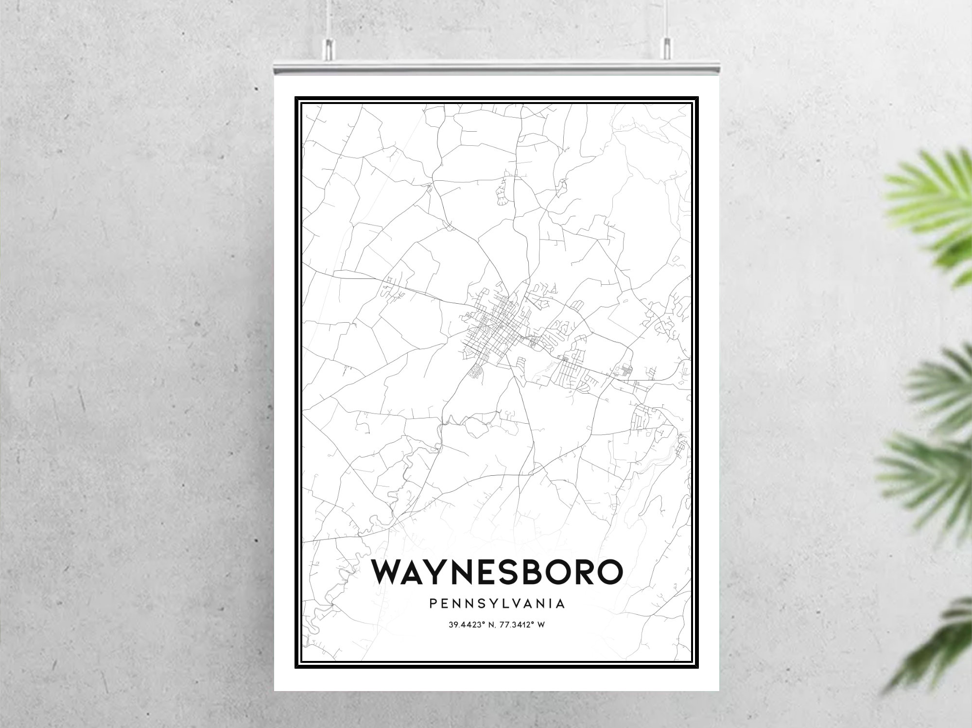 Waynesboro Map Print Waynesboro Map Poster Wall Art Pa City - Etsy