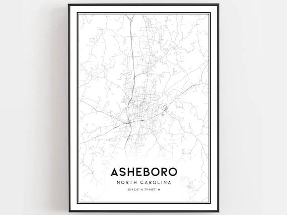 Asheboro Map Print Asheboro Map Poster Wall Art Nc City Map | Etsy