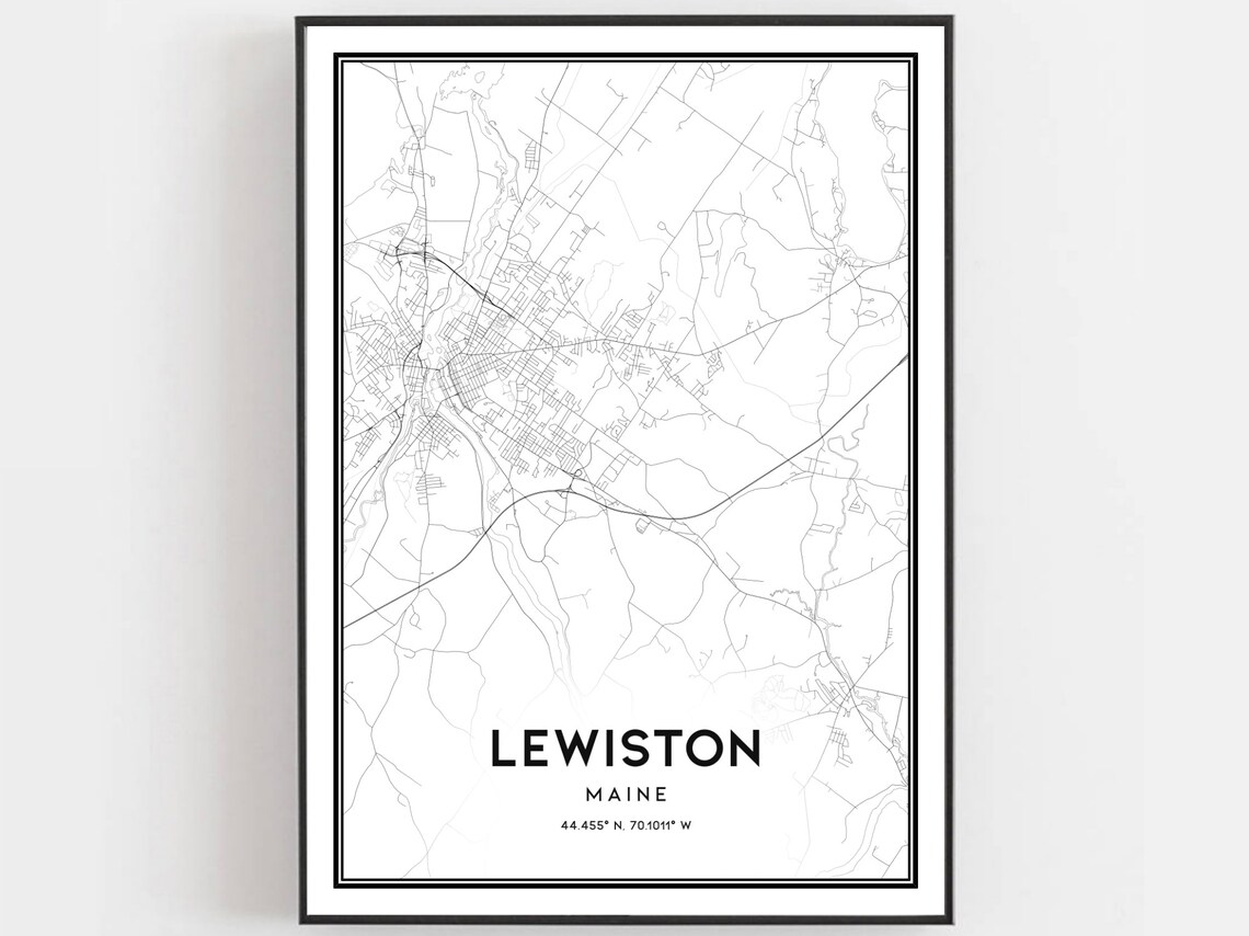 Lewiston Map Print, Lewiston Map Poster Wall Art, Me City Map, Maine ...